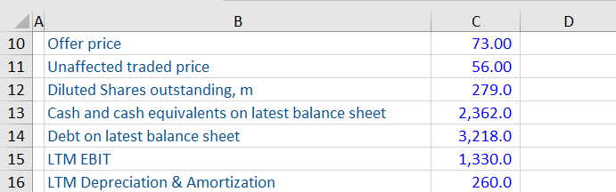 Information Required for Transaction Comparables - Financial Edge