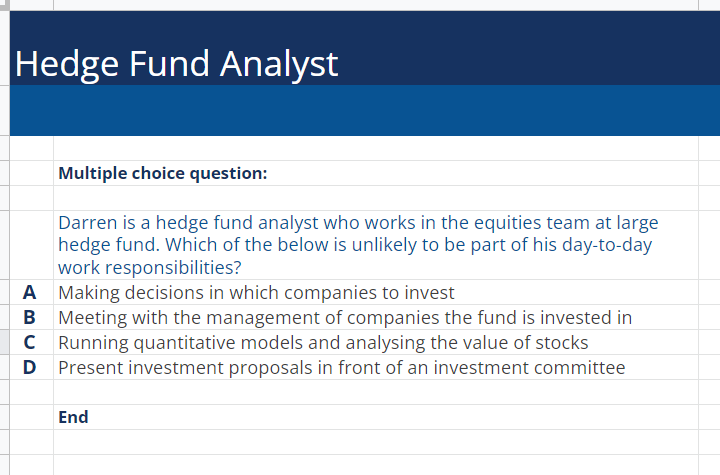 Hedge Fund Analyst - Financial Edge