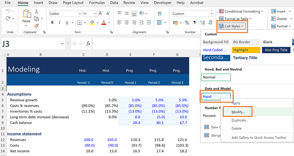 Financial Model Formatting – Cell Styles - Financial Edge
