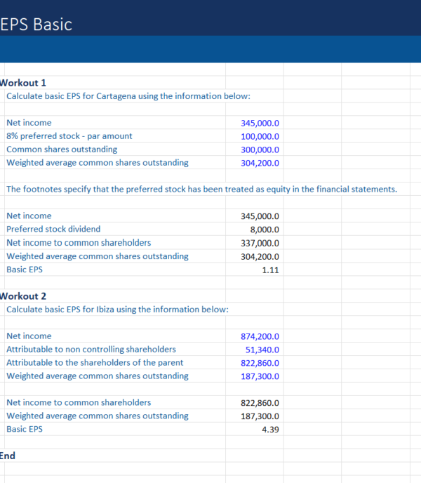 Earnings per Share (EPS) Template - Financial Edge