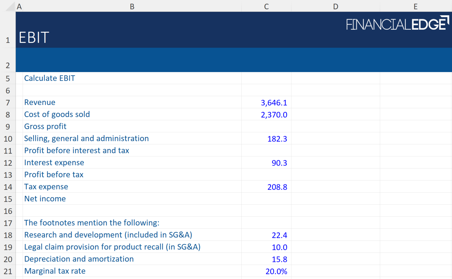 Earnings Before Interest and Taxes (EBIT) Template - Financial Edge