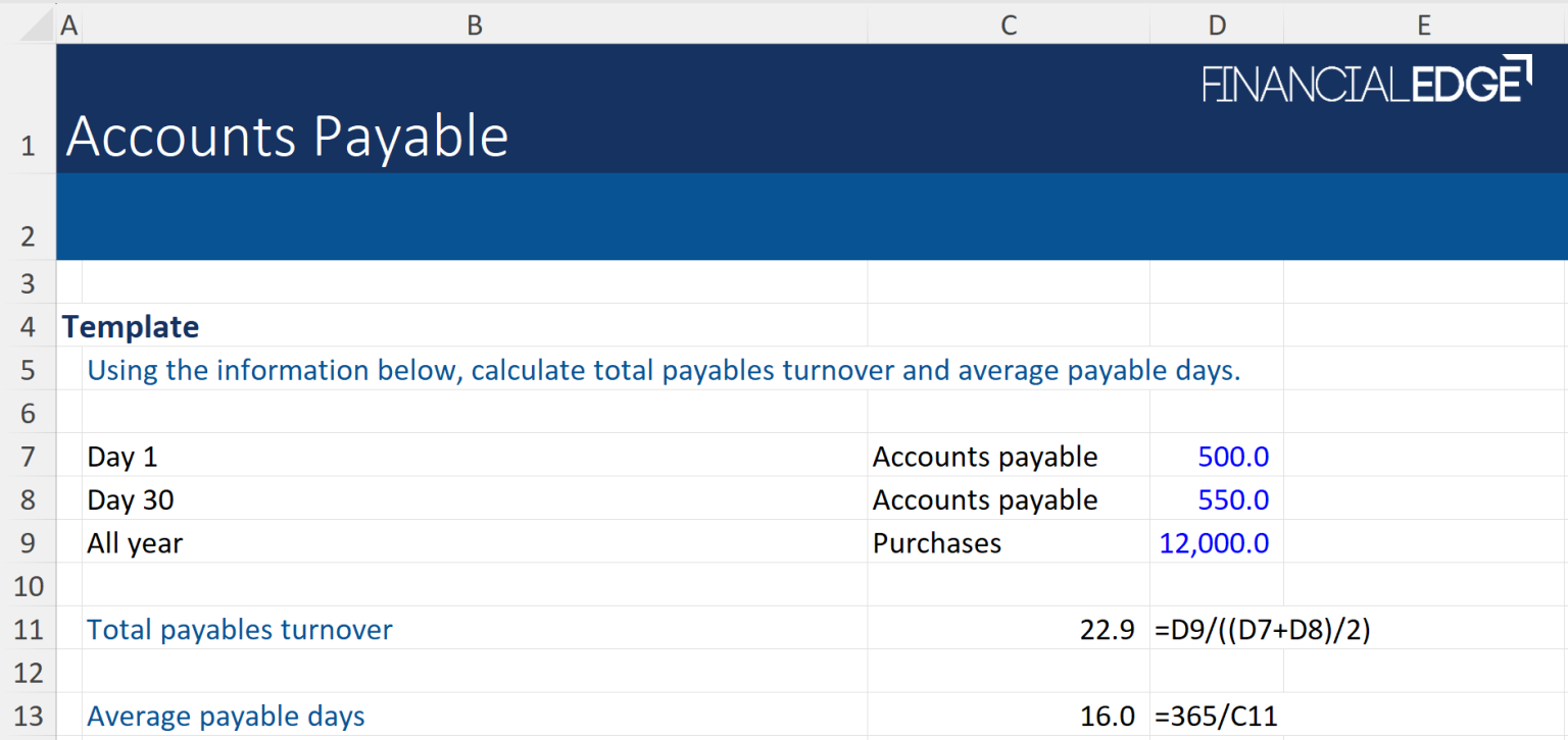 Accounts Payable Excel Template - Financial Edge